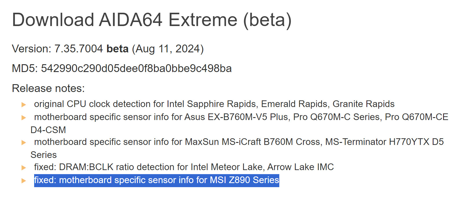 AIDA64에서 MSI Z890 메인보드 센서 지원 - 컴퓨터 / 하드웨어 - 기글하드웨어